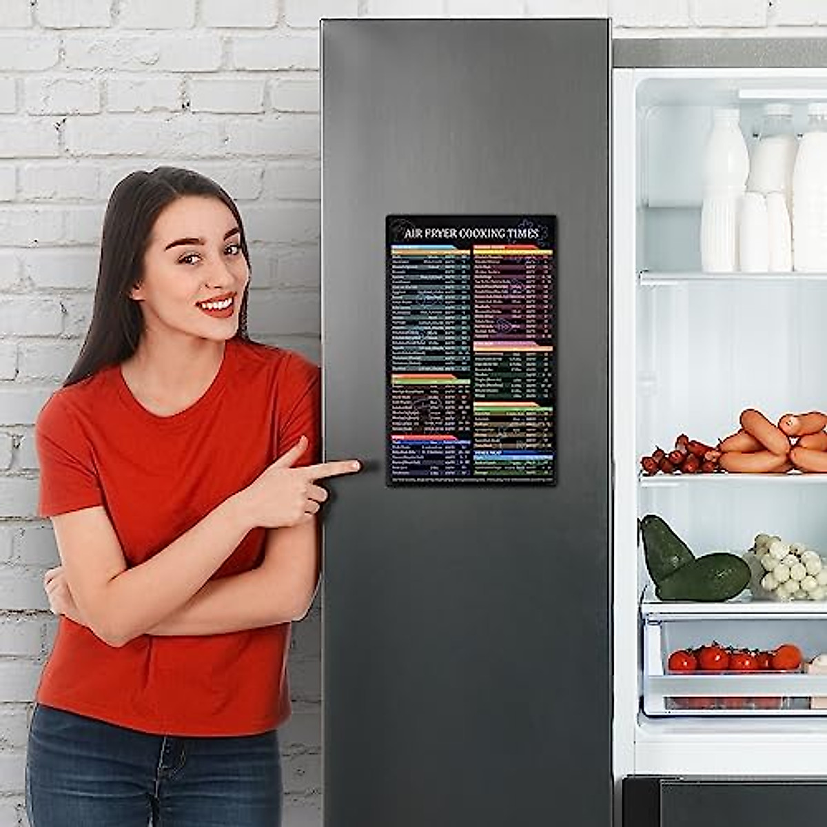 Air Fryer Cheat Sheet Magnetic Air Fryer Cooking Times Chart Magnet Cheat Sheet Set Air Fryer Accessories Cookbook Recipe Card Meat Temp Guide for Airfryer Oven Cooking Pot Kitchen Appliances, 2 Pack