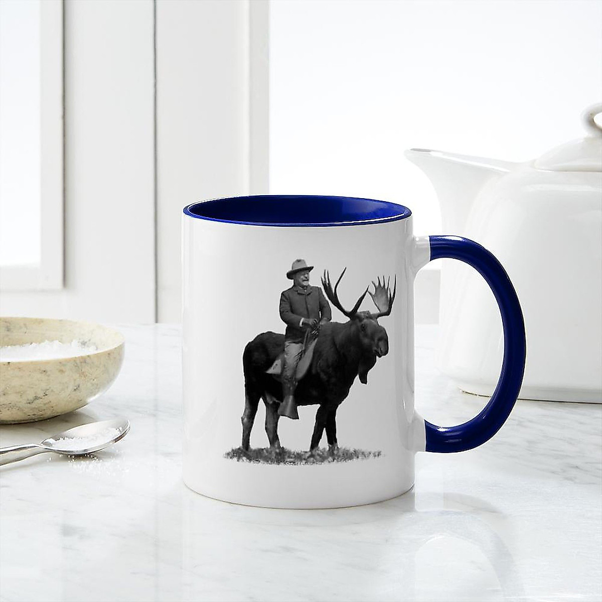 CafePress Teddy Roosevelt Riding A Bull Moose Mugs Ceramic Coffee Mug, Tea Cup 11 oz
