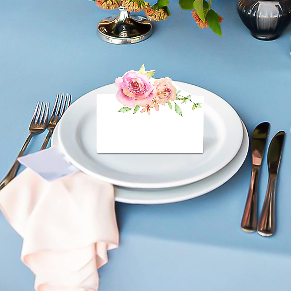 60 Pcs Floral Place Cards for Wedding Small Tent Name Card Table Setting for Banquets Dinner Parties Baby Shower Weddings 3.5 x 2 Inch