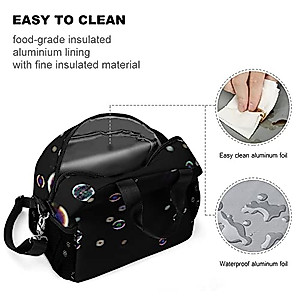 Funny Bubbles Overlay Transparent Printed Lunch Box Tote Bag with Handles and Shoulder Strap for Men Women Work Picnic