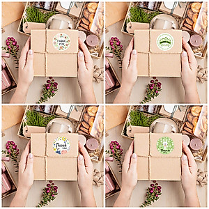 WOOHOOROO Thank You Floral Printed 500pcs 2" Roll Label Sticker Gift Decoration Seals