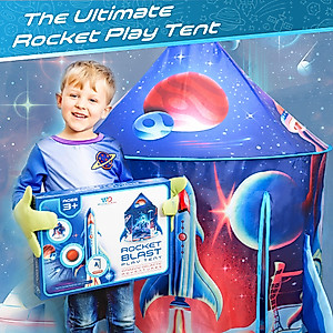 W&O Rocket Ship Play Tent with Blast Off Button - Ultimate Spaceship Tent with Captivating Space Sounds - Perfect for Indoor & Outdoor Adventures
