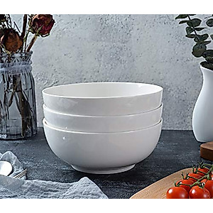 TGLBT 55oz Porcelain Salad/Soup Bowl- 3 Packs,Serving Bowls for Pasta and Fruit Stackable Round Large,White