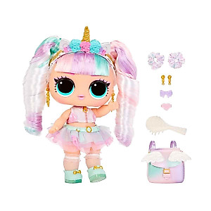 LOL Surprise Big Baby Hair Large 11" Unicorn Doll w/ 14 Including Shareable Accessories & Blue Pink Hair & Dress, Holiday Toy Playset, Great Gift for Kids Girls Ages 4 5 6+ Years