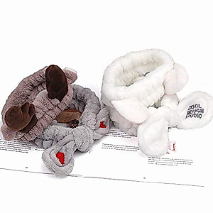 AHONEY Makeup Spa Headband Face Wash Headband for Women Girls Cute Headbands Animal Ears Shower 4Pcs Coral Fleece Hair Band Women Cosmetic Headwrap for Spa Yoga Makeup Washing Face