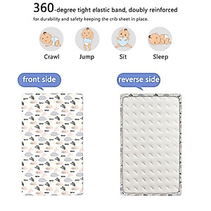 Whale Themed Fitted Mini Crib Sheets,Portable Mini Crib Sheets Ultra Soft Material-Crib Mattress Sheet or Toddler Bed Sheet,24“ x38“,Multicolor