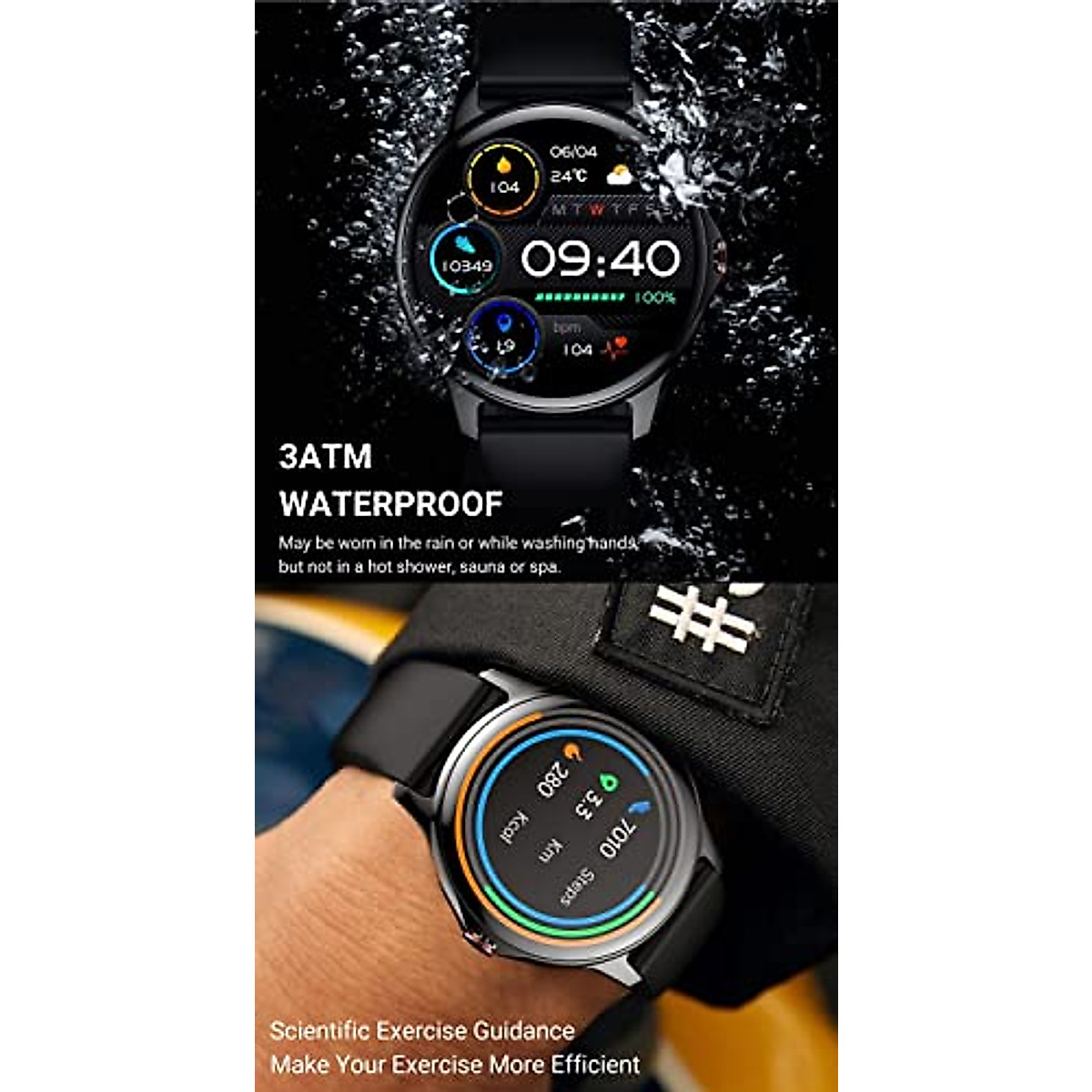 HOAIYO Smart Watches for Men (Call Receive/Dial), 1.3" Smartwatch with Call/Text/Heart Rate/SpO2/Sleep/Calories Counter, Waterproof Fitness Watch for Android iOS Phones