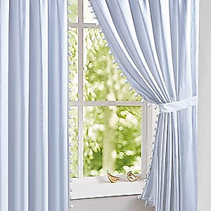Masterplay Modern 4 - Piece Premium Solid White Velvet Curtain Set with Pom Pom Trim. Drapes/Window Panels 116" Wide X 84" Tall