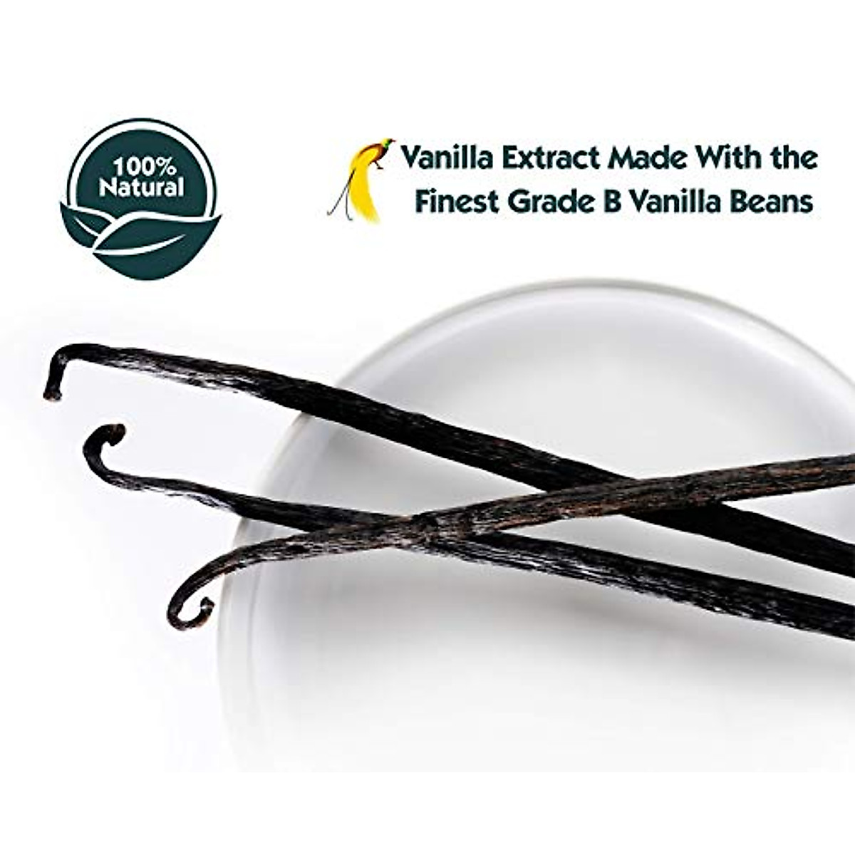 16 oz Pure Vanilla Extract - 100% Real Vanilla Extract - Made from Grade B Vanilla Beans - For Cooking, Drinks & Desserts - 100% Vegan, Sugar Free & Kosher - Non-GMO & Gluten-Free - Native Vanilla