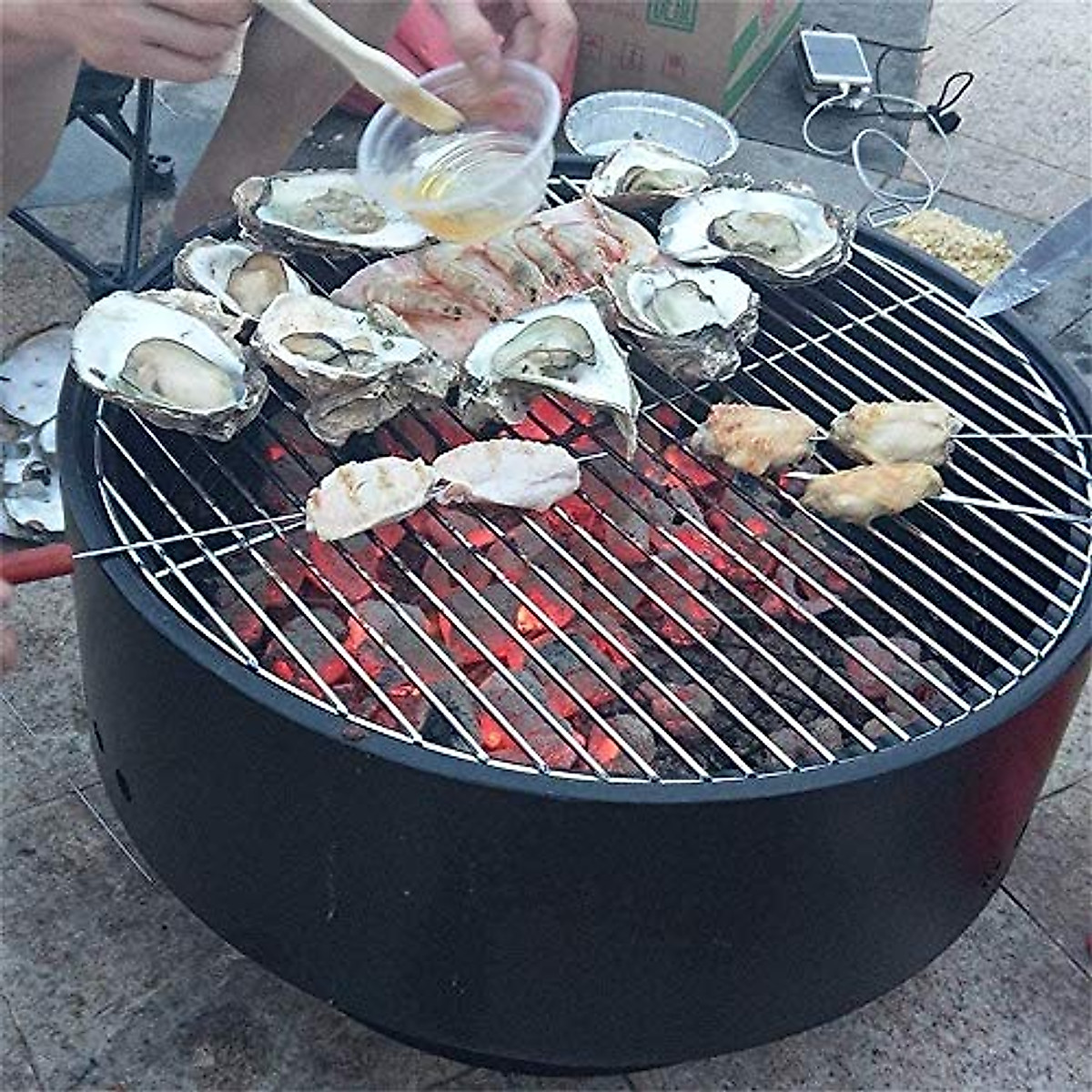 n/a DIY BBQ Grill Round Charcoal Stove Outdoor Bacon Portable Barbecue Grills, Has Excellent Heat Dissipation, Prevents Rust