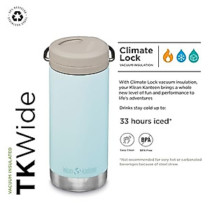 Klean Kanteen TKWide 12oz (w/Twist Cap) - Blue Tint