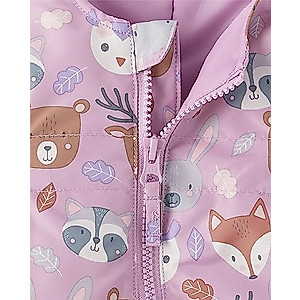 The Children's Place,and Toddler Girl 2 Piece Set Snowsuit, Jacket and Bib Overall Pant,LILAC DUST | Woodland Critters_Lilac Dust,18-24 Monts