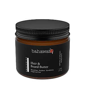 BAHAWAT Hair & Beard Butter for Men Leave-in Conditioner - Unscented - Strengthen & Soften – Made in USA - Natural Ingredients | The Best Beard Butter -2 oz