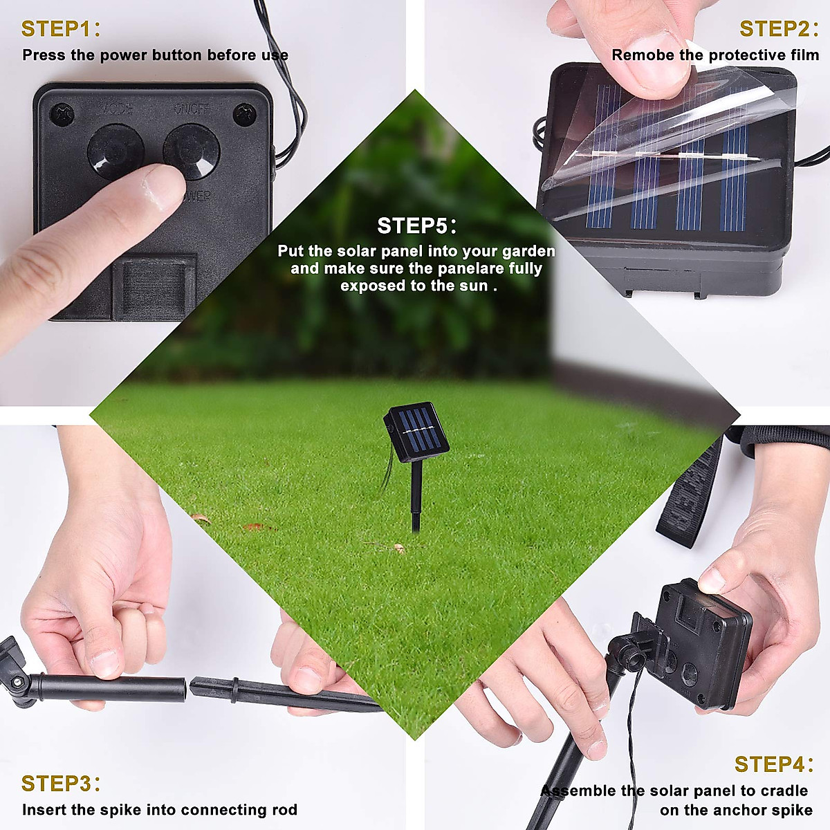 SLASHOME Solar String Lights Outdoor, 28.8Ft 30LED Waterproof Globe Fairy Lights, Solar Powered Lights with 8 Modes Light for Garden Porch Party Decor