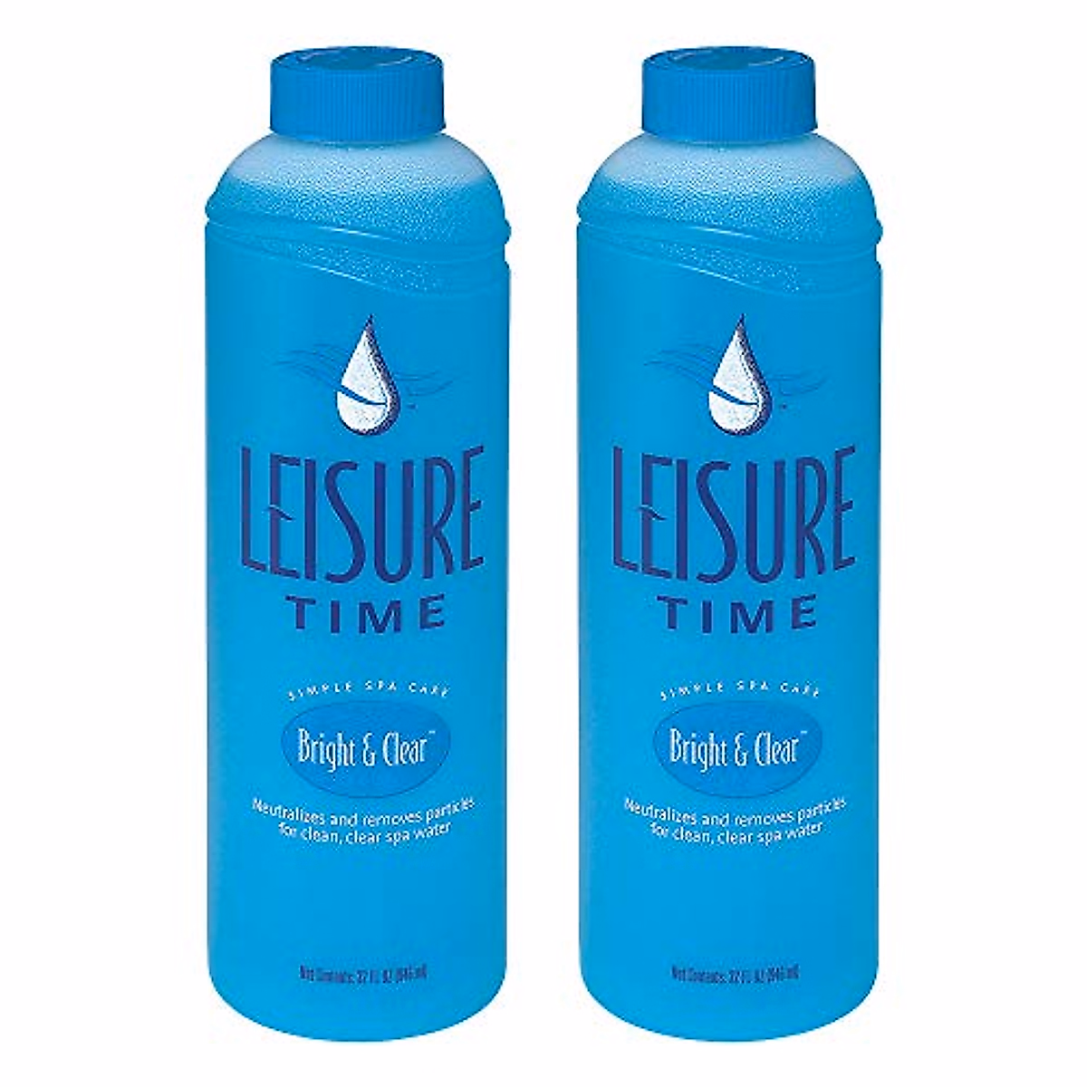 LEISURE TIME A-02 Bright and Clear Clarifier for Spas and Hot Tubs (2 Pack), 1 Quart & Leisure Time 30241A Foam Down Cleanser for Spas and Hot Tubs, 32 fl oz (Package May Vary)