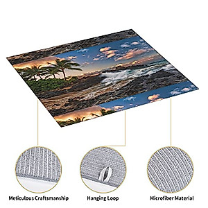 Palm Trees Clouds Tropical Coast Printed Drying Mat For Kitchen Ultra Absorbent Microfiber Dishes Drainer Mats Non-Slip Silicone Quick Dry Pad - 18 X 16inch
