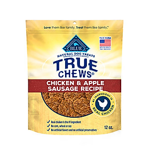 Blue Buffalo True Chews Dog Treats, Made in the USA with Natural Ingredients, Chicken and Apple Sausage Recipe, 12-oz Bag