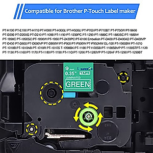 USUPERINK 5PK Compatible for Brother P-Touch Label Maker Tape TZe-725 TZ-725 TZe725 TZ725 White on Green 9mm 3/8 inch 0.35'' x 26.2ft Laminated TZe TZ Label Tape for PT-H100 E100 H110 H300