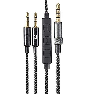 Tobysome Replacement Cable Cord for Sol Republic Master Tracks HD/Tracks HD2/Sol Republic V8/Sol Republic V10/Sol Republic 12/Sol Republic X3 (Remote Volume & Microphone Cable -Black)