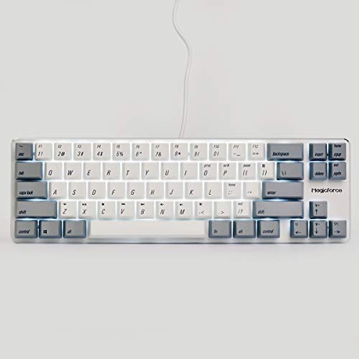 Qisan Holiday Sale 20% Discount Off Mechanical Keyboard Gaming Keyboard Gateron Brown Switch PBT Keycaps Keyboard Wired Backlit Mini Design (60%) 68 Keys Keyboard White Magicforce (White Gray Combo)