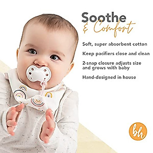 BooginHead Baby Bandana Pacifier Holder Cotton Bibs 2-Pack, Pink Rainbows