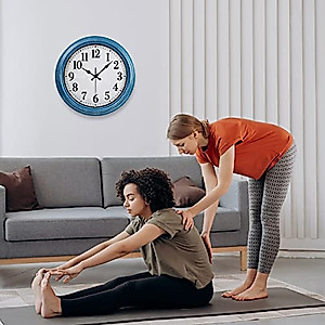 JENLYSTIME 12 Inch Retro Wall Clock Silent Non Ticking Battery Operated Movement Easy to Read Wall Clocks Decorate for Bedroom Living Room Kitchen Office(Blue)