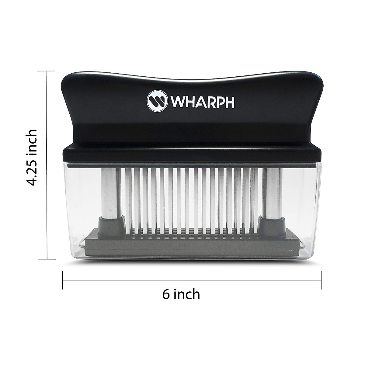 WHARPH Premium Meat Tenderizer - Manual Hand Held Heavy Duty and Dishwasher Safe 48-Blade Stainless Steel Razor Pin Press Kitchen Tool -Great for Tenderizing Beef Pork Chicken BBQ Steak Marinade