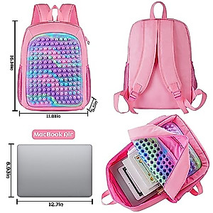 MUCUNNIA Large Pop School Backpack for Girls School Backpack Kids Backpack Pop Elementary School Bookbags Back to School Gifts for Girls Teen Kids School Suppiles ADHD Stress Relief