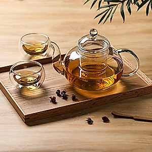 CNGLASS Glass Teapot Stovetop Safe,Clear Teapot with Removable Infuser 20.3 oz,Loose Leaf and Blooming Tea Maker