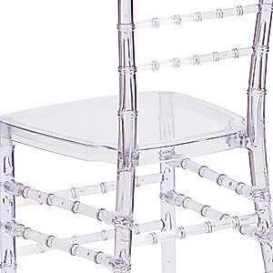 FOH 4Pcs Clear Resin Napoleon Chair, Crystal Wedding Chair, Elegance Stacking Transparent Chiavari Chair, Outdoor Hotel Restaurant Kitchen Home Dining Side Chair
