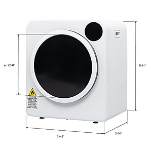 ROVSUN 13.2LBS Electric Compact Clothes Dryer, 3.22 Cu.Ft Portable Front Load Tumble Laundry Dryer w/Stainless Steel Tub, Easy Button Control, Ideal for Home, Apartment, Dorm, RVs, White