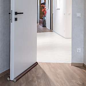 2PCS Under Door Draft Stopper,Twin Door Draft Blocker Weather Stripping Noise Cold Air Blocker Window,Washable,Dust Proof,Removable,Adjustable Door Sweeps 38"(Deep Coffe)