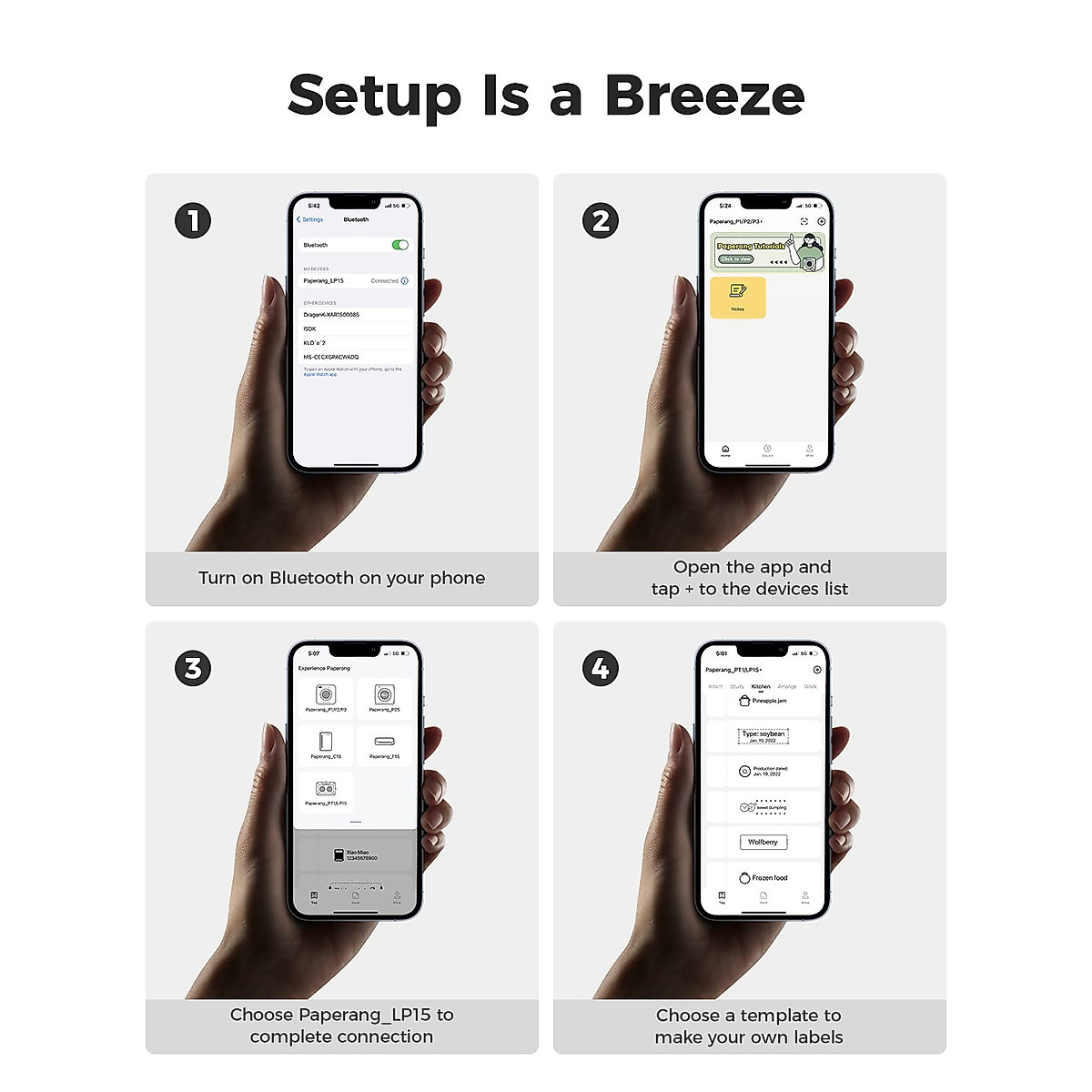 paperang Label Makers Machine, 0.6 Inch Rechargeable Mini Labeler,Portable Bluetooth Wireless Label Printer Handheld, Multiple Templates Inkless for Phone Pad Office Home Organization Small Print