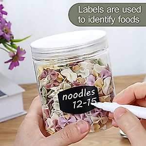 Yephets 16 OZ Plastic Jars with Lids, 12 Pack Clear Plastic Slime Containers for Kitchen and Household Food Storage of Dry Goods, Creams and More,Included Extra Label and A Pen