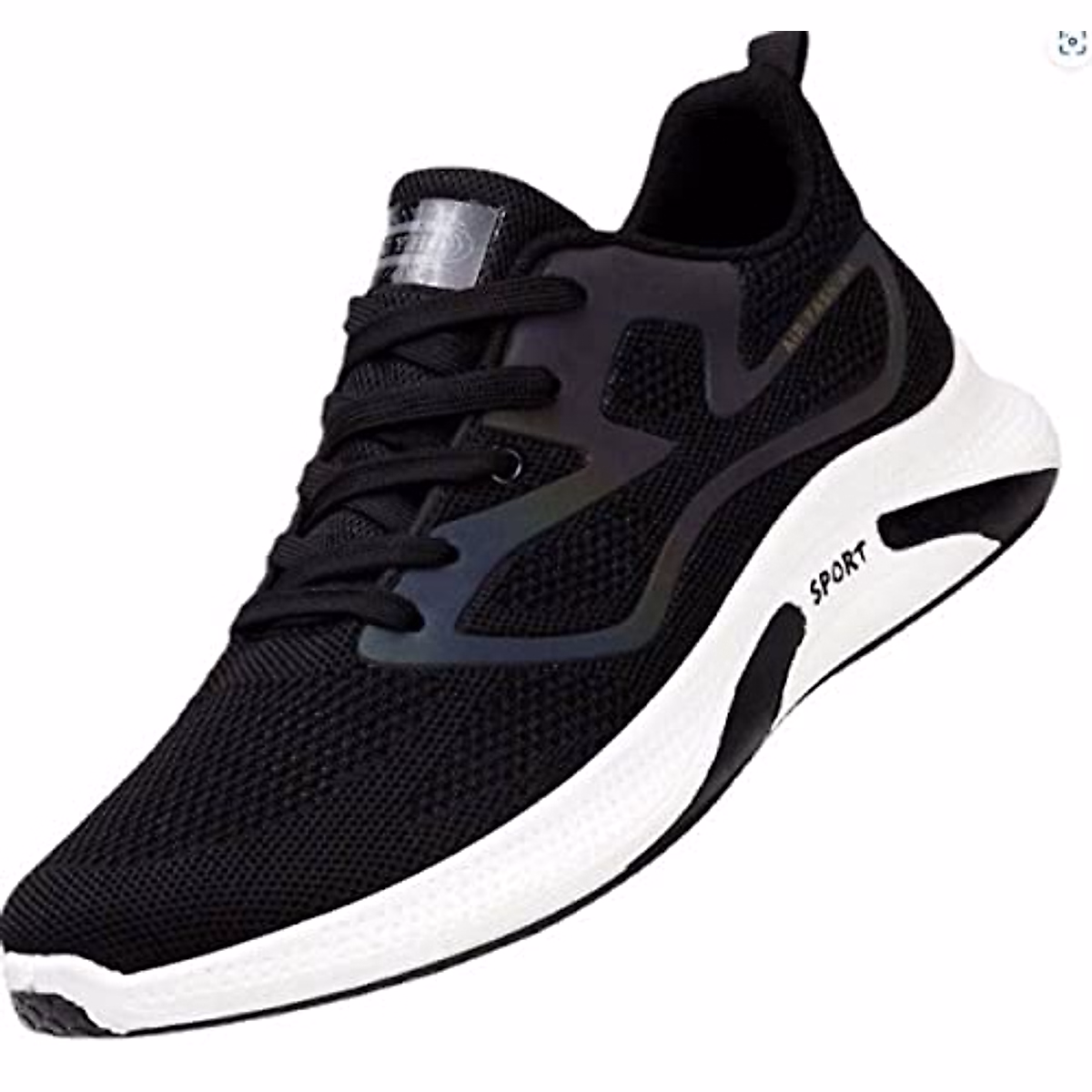 BryTone Footwear - Soft and Comfortable Running Shoe- Superior Breathability- Air Cushion Design- Non-Slip Sole- Anti Collision Toe Cap- Sports, Gym and Jogging Expert, Black and White, 8