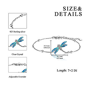 Dragonfly Bracelet Sterling Silver Dragonfly Jewelry Adjustable Bracelet Christmas Jewelry Gifts for Women Dragonfly Lovers
