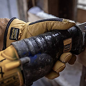 Men's Insulated HydraHyde Water-Resistant Leather Palm Winter Work Gloves, Large (Wells Lamont 1206)