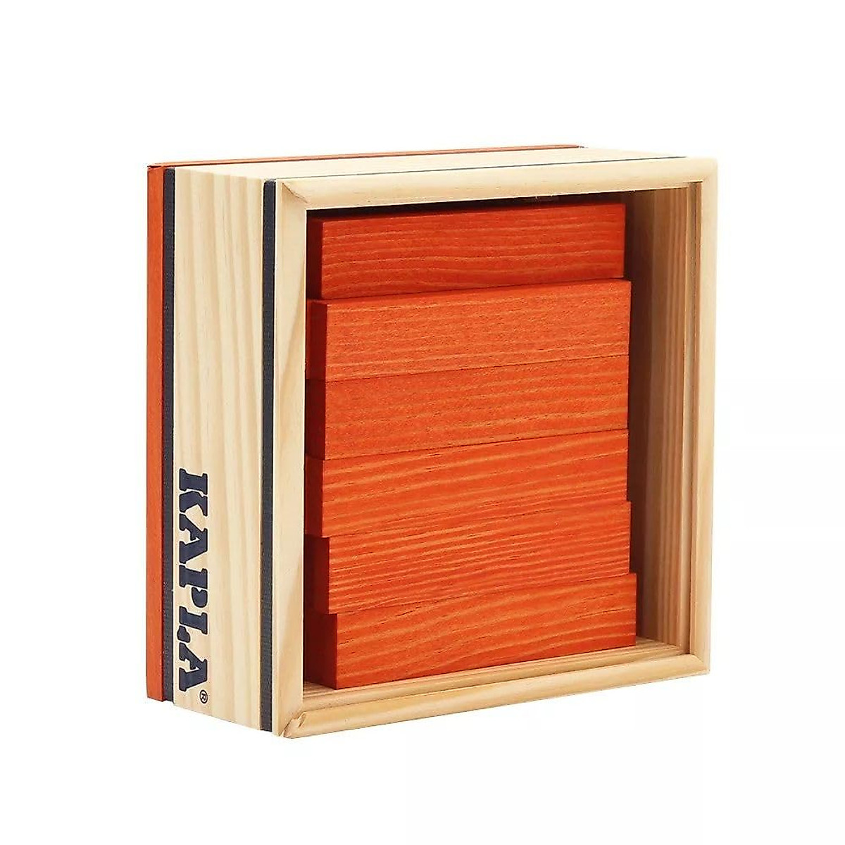 KAPLA 40 Squares Orange - Wooden Construction Set - 40 Orange Colored Building Planks - for Ages 3+