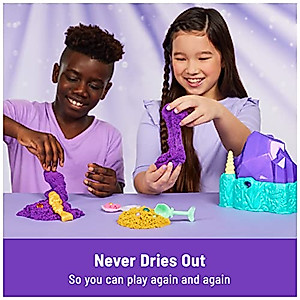 Kinetic Sand, Mermaid Crystal Playset, Over 1lb of Play Sand, Gold Shimmer Sand, Storage and Tools, Sensory Toys for Kids Ages 3 and up