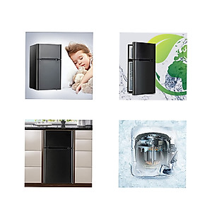 N A Mini Fridge Compact Refrigerator for Dorm, Garage, Camper, Basement or Office, Double Door Refrigerator and Freezer, (Black)