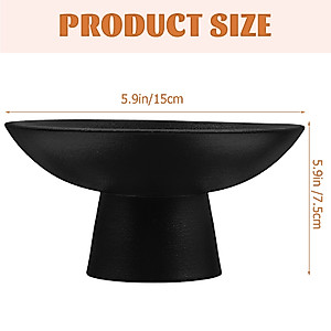 Yardwe Footed Fruit Bowl Pedestal Dessert Bowl Ceramic Fruit Bowl Fruit Container for Lunch Tray Fruit Tray (Black, 5.9inch)