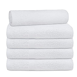 TOALLA (Pack of 12 White Bath Towels Bulk 24x48 Inches - Economy Cheap Bath Towels for Commercial Uses, Gym, Salon, Spa & Hair -Lightweight Bath Towels Quick Drying -Bath Towels Sets Bulk