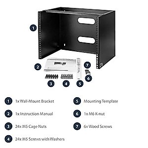 StarTech.com 8U Wall Mount Patch Panel Bracket - 13.75 inch Deep - 19" Patch Panel Rack for Shallow Network Equipment- 80lbs Capacity (WALLMOUNT8)
