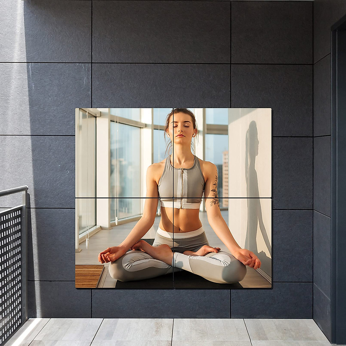 Shatterproof Full Length Mirror Tiles,Mirror for Wall,Full Body Mirror for Kids,Thick 0.12",4 Pcs 15.8"x15.8",Made of Frameless Plexiglass Acrylic Plastic,Wall Mounted for Home Gym,Bedroom,Door