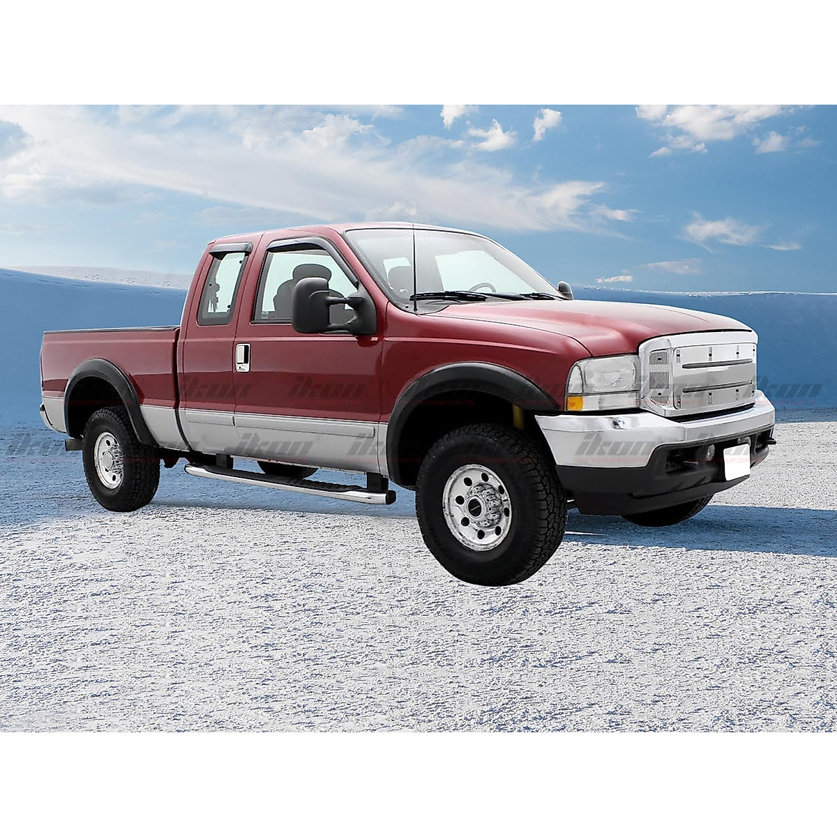 Window Visor Compatible with 1997-2003 Ford F150 F250, Slim Style Acrylic Smoke Tinted 4PCS Sun Rain Shade Guard Wind Vent Air Deflector by IKON MOTORSPORTS, 1998 1999 2000 2001 2002