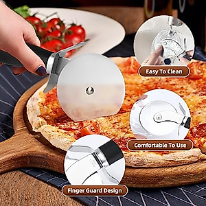 SCHVUBENR Premium Pizza Cutter - Stainless Steel Pizza Cutter Wheel - Easy to Cut and Clean - Super Sharp Pizza Slicer - Dishwasher Safe - Handles Large and Small Pizza - Corte De Pizza(Black)