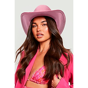 Mealah Holographic Western Cowboy Hat for Women - Sparkly Cowgirl Hat for for Wedding Music Costume Party(M-L) Rose Pink