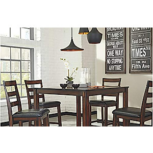 Signature Design by Ashley Coviar 5 Piece Counter Height Dining Set, Includes Table & 4 Barstools, Brown