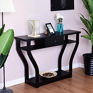 Safeplus 47" Wooden Entryway, Accent Cosole Tables Table with Drawer and Shelf for Living Room Hallway