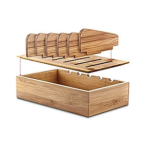 Prosumer's Choice Bamboo Cell Phone Charging Stations | Charging Stand for Mobiles, Tablets, Smartphones, iPads | Desk Organizer| Docking Station | Desk/Floor Cord Cover | Cell Phone Accessories
